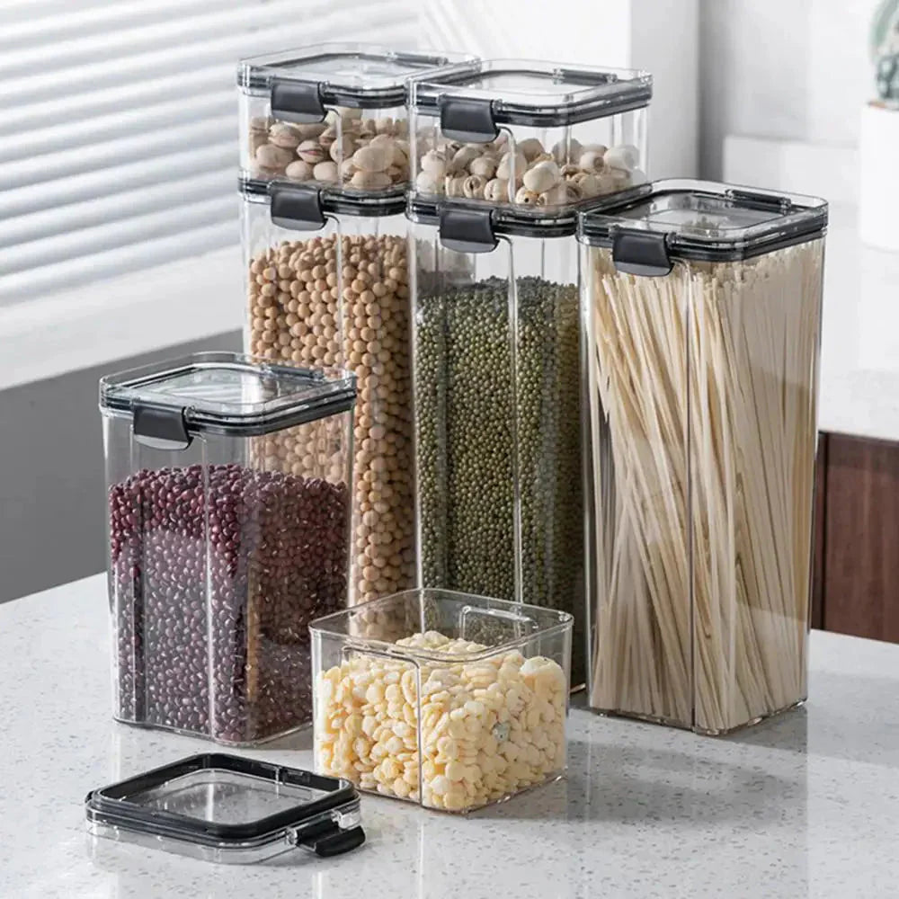 Multipurpose Food Storage Containers Set - Clear Jars with Lids for Ce ...